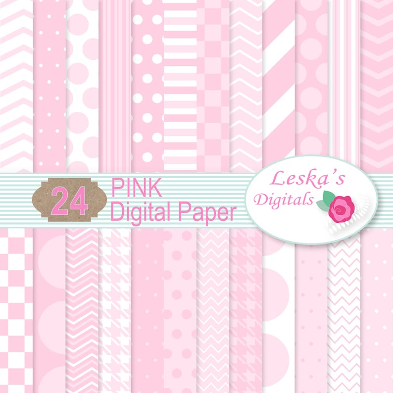 Pink Scrapbook Digital Paper pink Digital Paper | Etsy