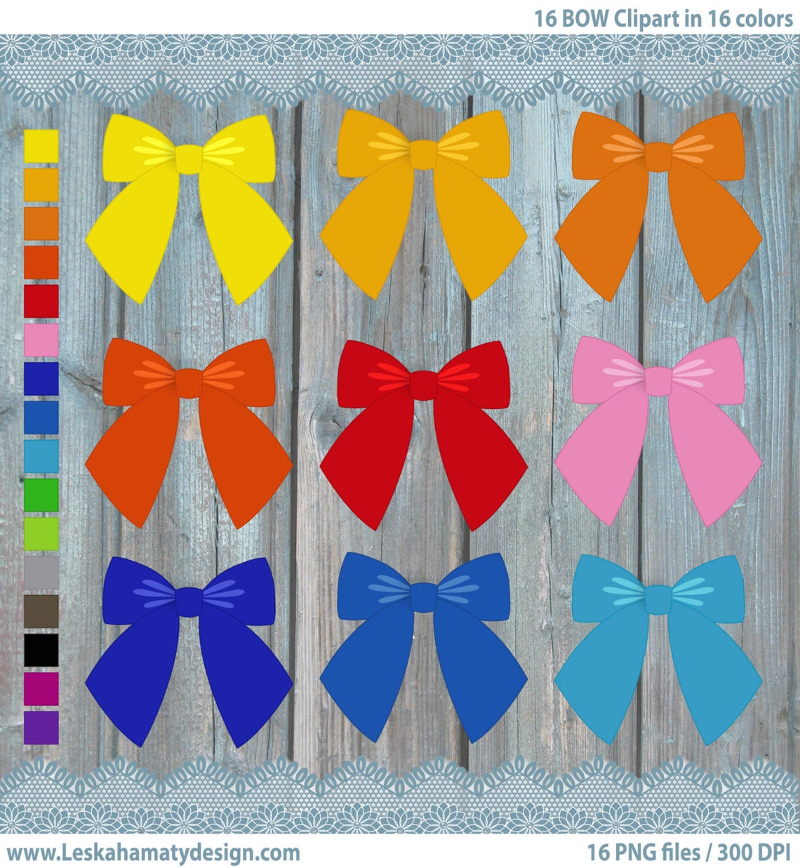 Digital Bows Clipart Bow Clip Art Digital Ribbon Graphics - Etsy