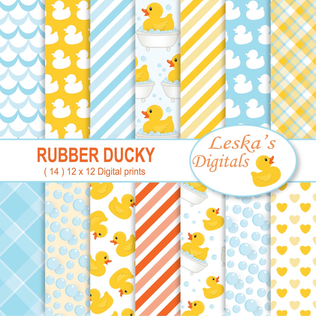 Rubber Duck Digital Paper Rubber Ducky Scrapbook Paper Duck Background ...