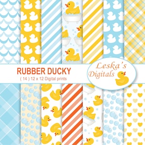 Rubber Duck Digital Paper Rubber Ducky Scrapbook Paper Duck Background ...
