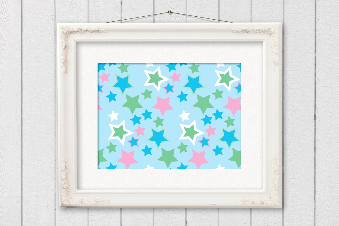 Pink and Blue Digital Paper Pink Stars Polka Dots Stripes - Etsy