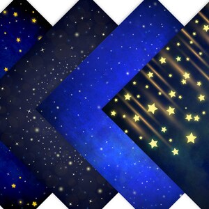 Stars Scrapbook Paper, Starry Night Digital Paper Pack, STAR PAPER ...