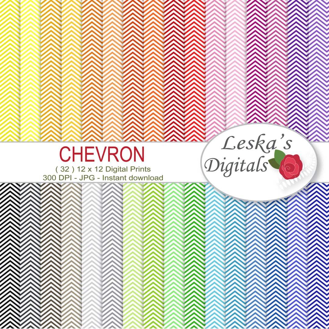 Rainbow Chevron Digital Scrapbook Paper - Chevron Digital Paper Pack in ...