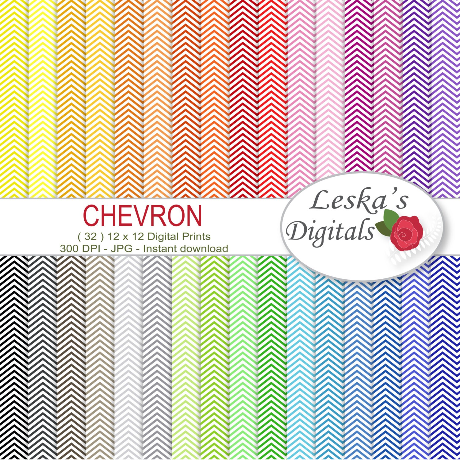 Rainbow Chevron Digital Scrapbook Paper Chevron Digital - Etsy