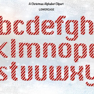 Christmas Alphabet "candy CANE Letters" Peppermint Clip Art, Digital ...