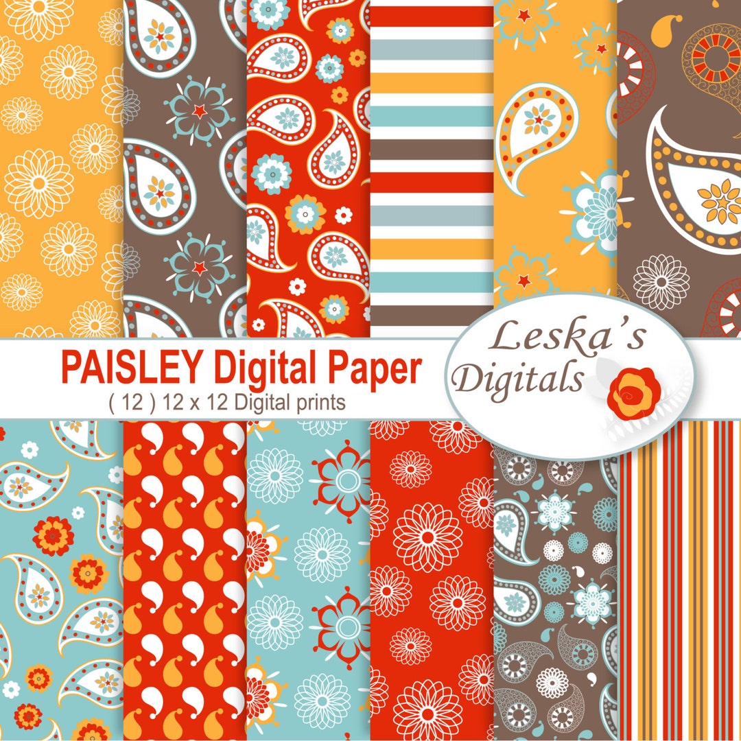Paisley Digital Paper: "paisley" Scrapbook Paper Pack, Paisley Digital ...