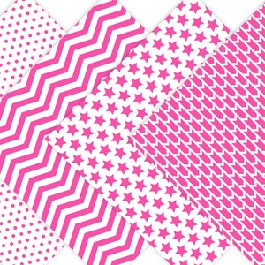 Hot Pink Digital Paper Pack - Hot Pink Scrapbook Paper - Commercial Use ...
