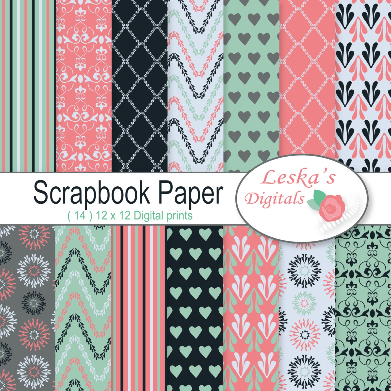 Digital Paper Pack Scrapbooking Digital Backgrounds | Etsy