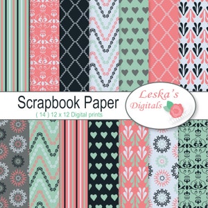 Digital Paper Pack Scrapbooking - Digital Backgrounds - Patterned Paper ...
