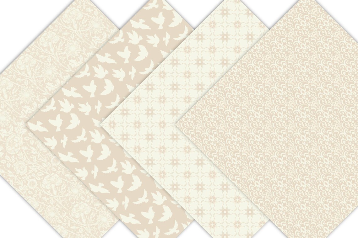 Beige Wedding Digital Paper Wedding Patterns in Champagne & | Etsy