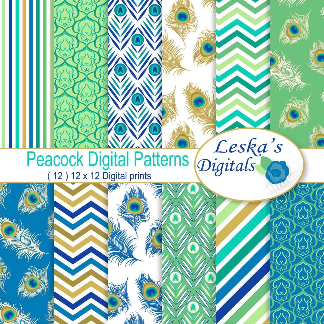Peacock Scrapbooking Paper "peacock DIGITAL Paper" Feather Digital ...