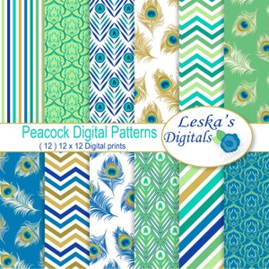 Peacock Scrapbooking Paper "peacock DIGITAL Paper" Feather Digital ...