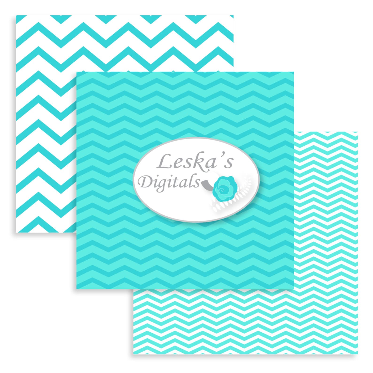 Turquoise Blue Chevron Digital Paper Turquoise Scrapbook - Etsy