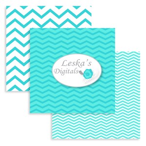Turquoise Blue Chevron Digital Paper, Turquoise Scrapbook Paper Pack ...