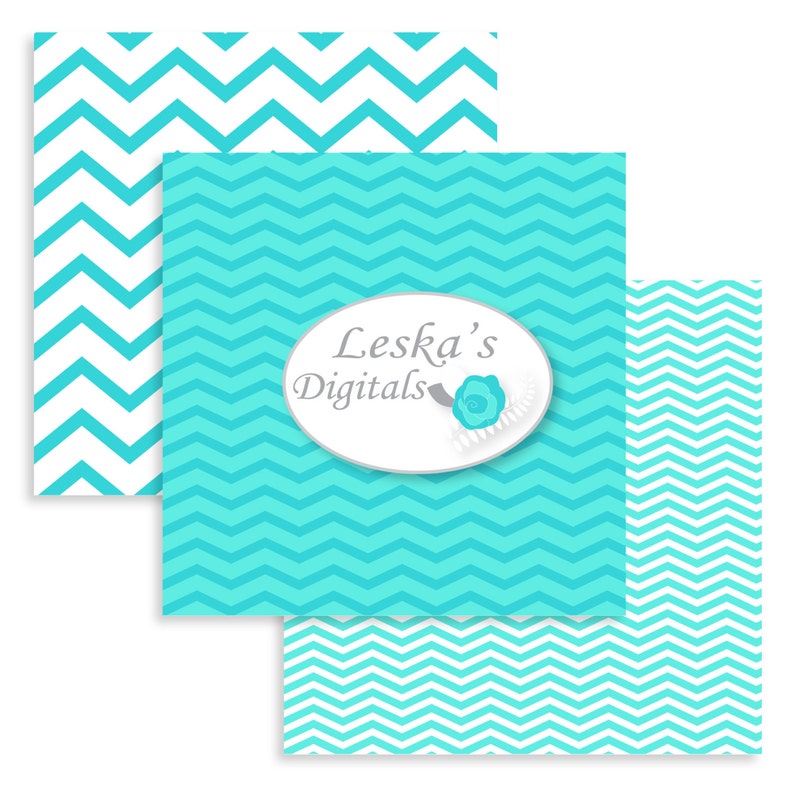 Turquoise Blue Chevron Digital Paper Turquoise Scrapbook - Etsy
