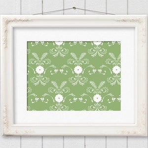 Green Digital Paper, Digital Scrapbooking Paper Variety Pack: Damask ...