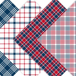 Navy and Red Digital Paper, Digital Scrapbook Paper, Plaid Background ...