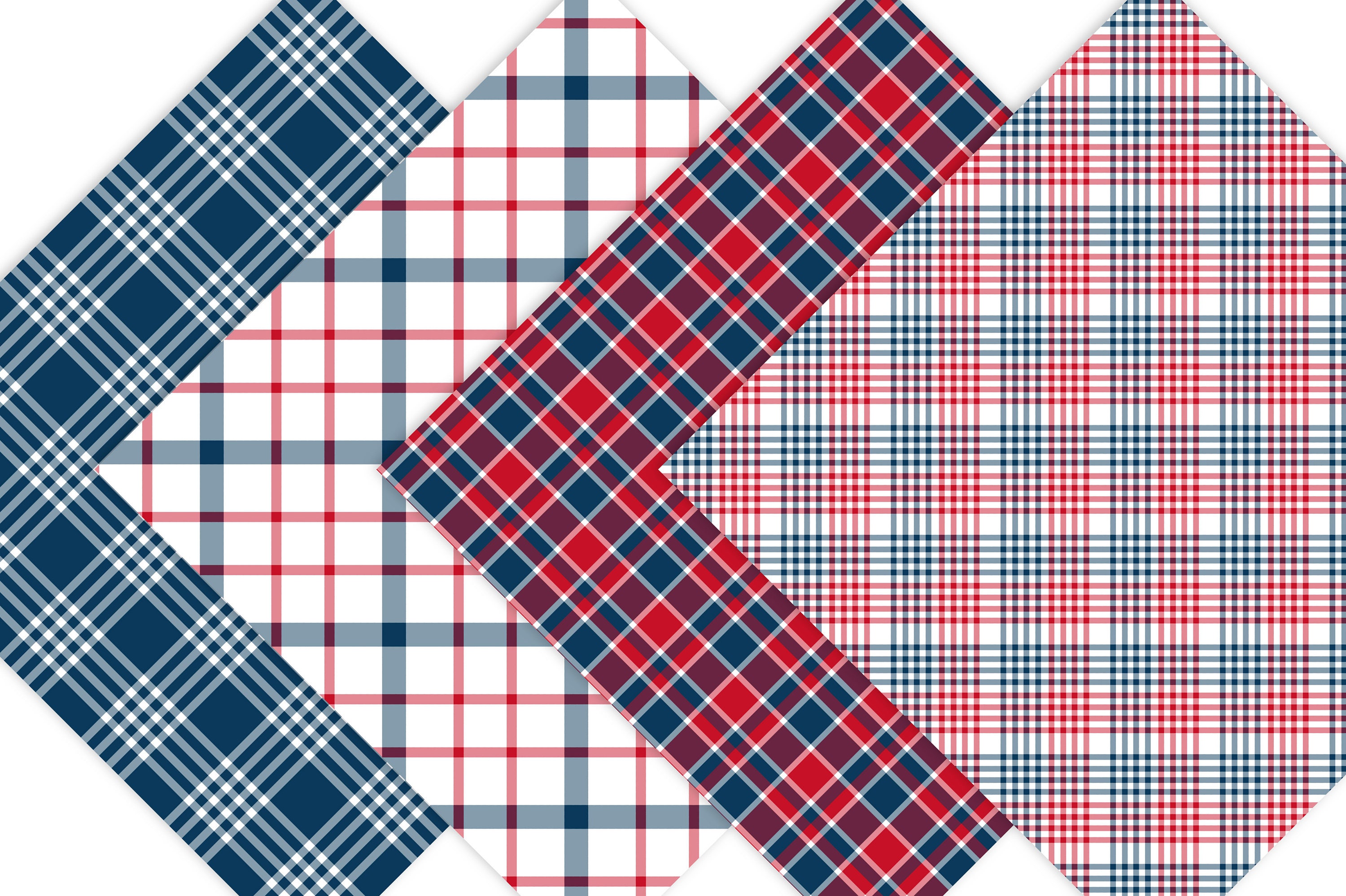 Navy and Red Digital Paper Digital Scrapbook Paper Plaid - Etsy