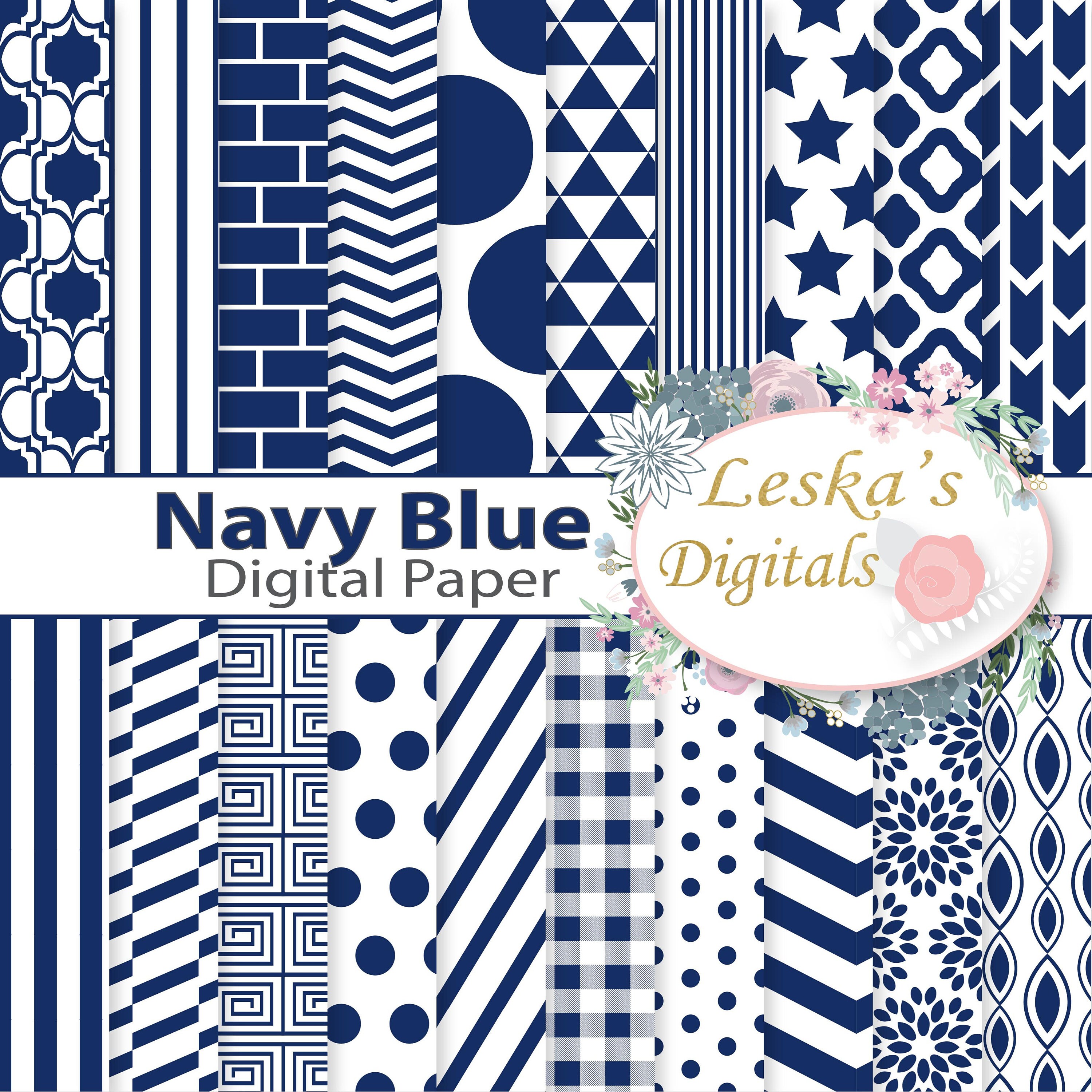 Dark Blue Scrapbook Paper