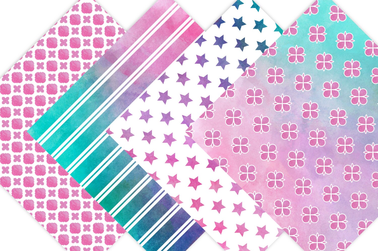 Watercolor Digital Paper Pack Watercolor Scrapbook - Etsy