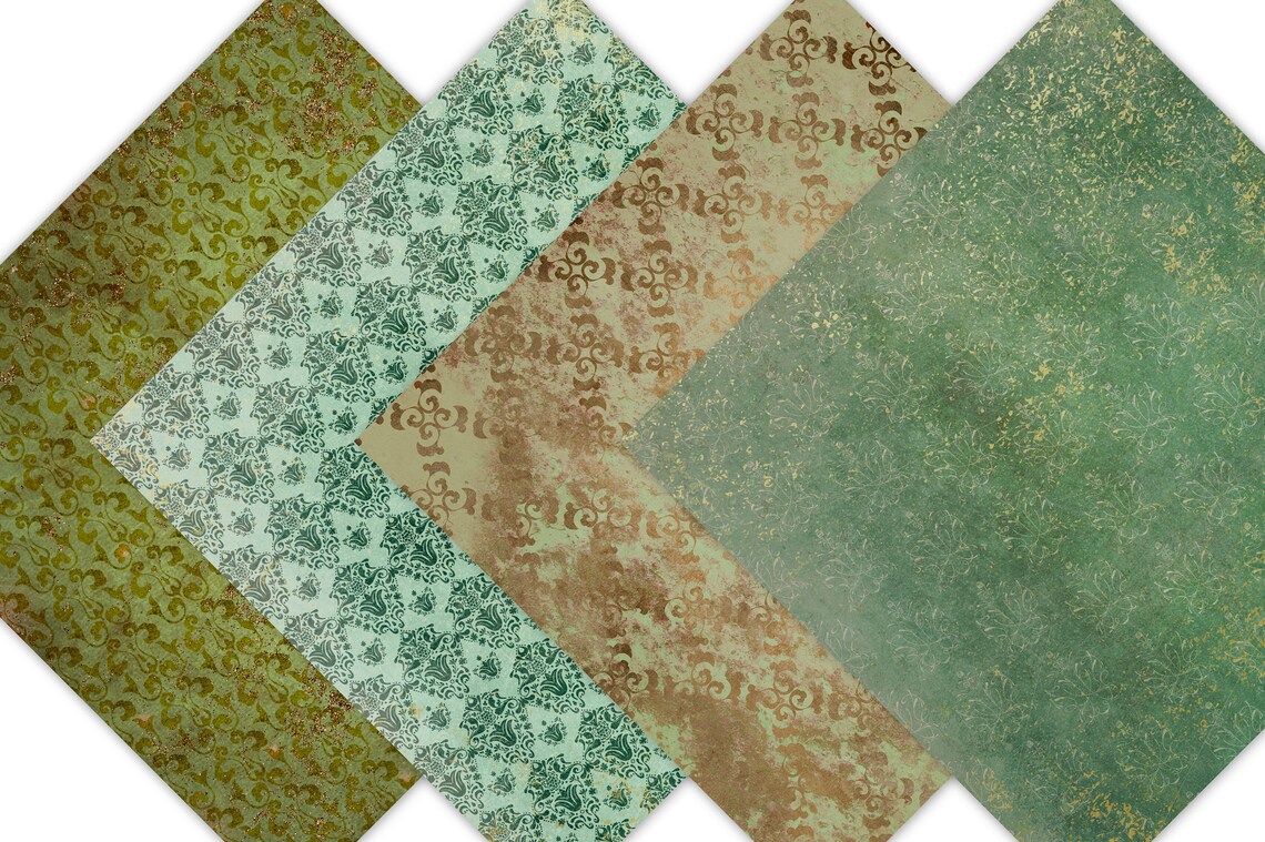 Green Grunge Scrapbook Paper Green Textures Digital Paper - Etsy Singapore