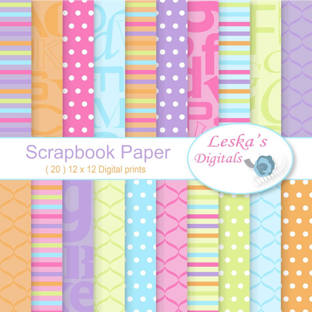School Digital Scrapbook Paper - Alphabet Digital Paper Pack - Back to ...