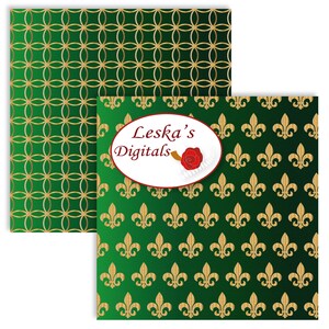 Green Digital Paper - Green and Gold Textured Backgrounds - Gold ...