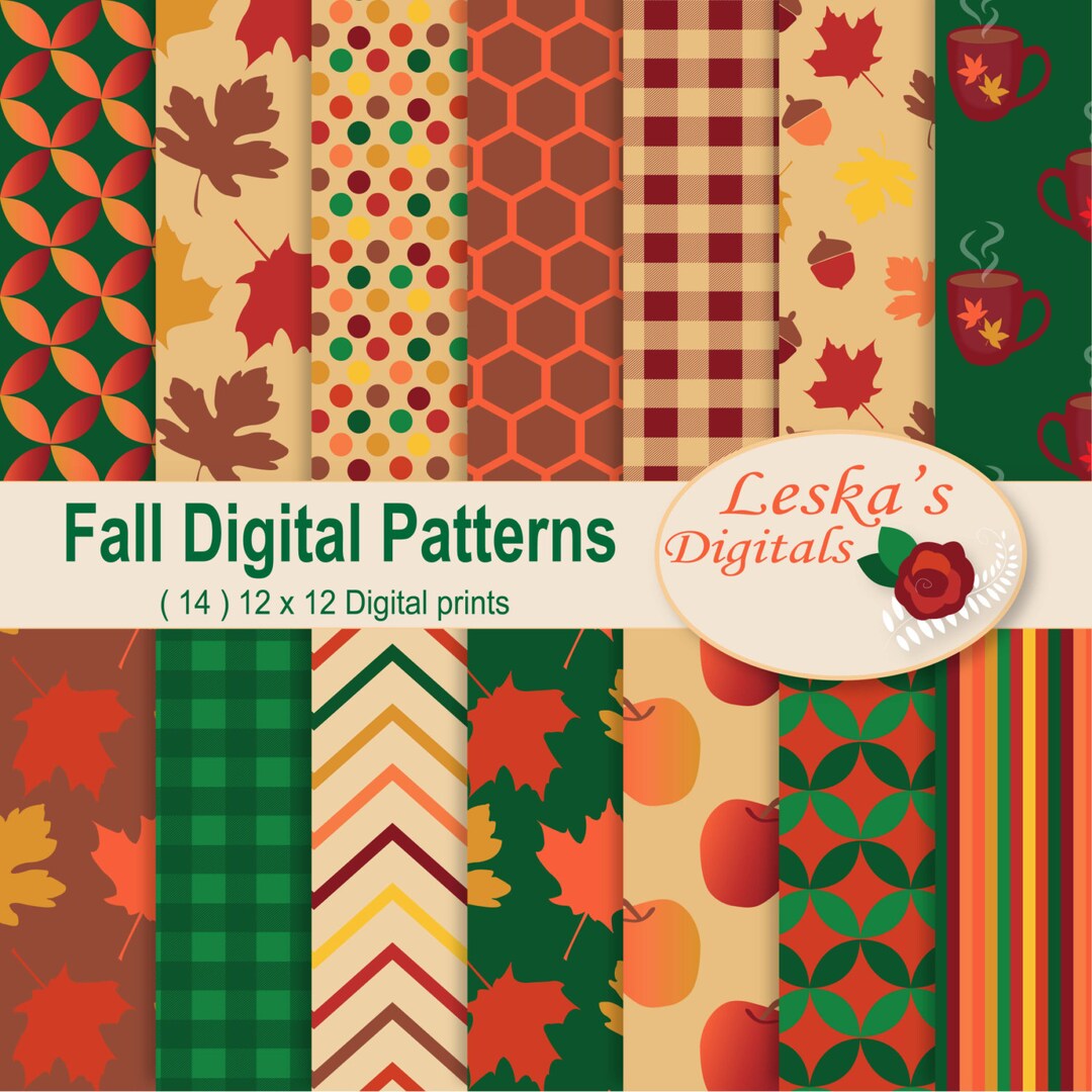 Fall Digital Paper, Fall Paper, Fall Patterns, Autumn Digital Paper ...