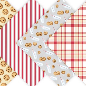 Milk and Cookies Digital Paper Patterns, Chocolate Cookie Paper Pack ...