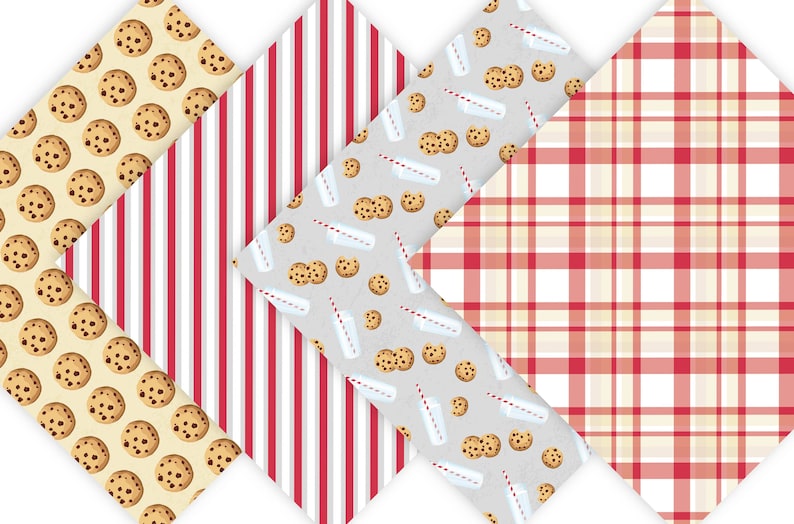 Milk and Cookies Digital Paper Patterns, Chocolate Cookie Paper Pack ...