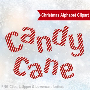 Christmas Alphabet "candy CANE Letters" Peppermint Clip Art, Digital ...
