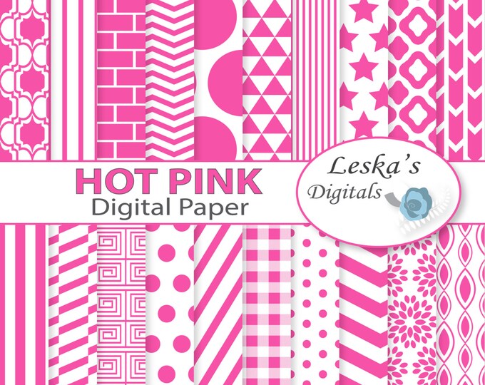 Hot Pink Digital Paper Pack Hot Pink Scrapbook Paper - Etsy