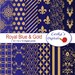 Royal Blue & Gold Digital Paper Royal Blue and Gold Backgrounds Regal ...
