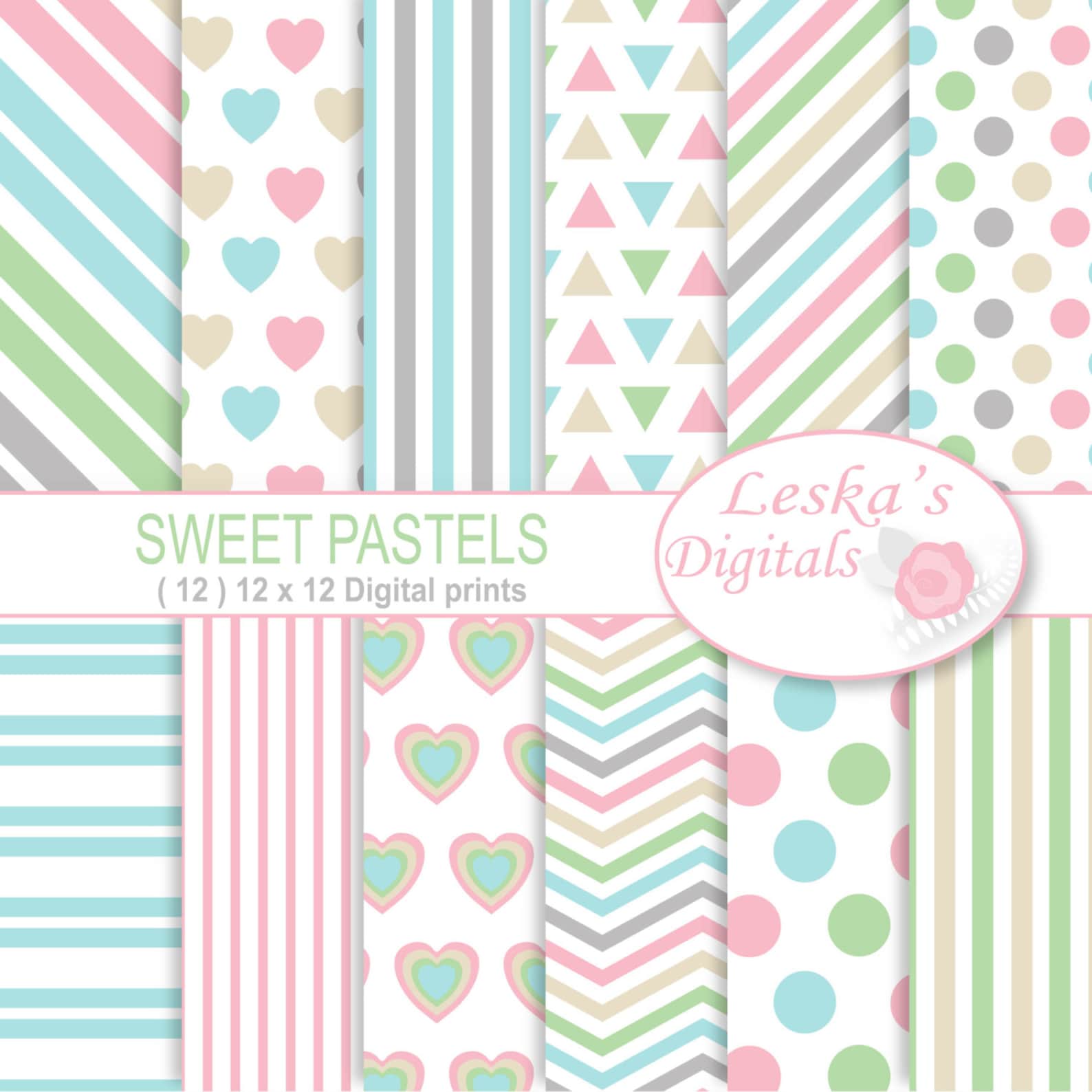 Pastel Scrapbook Paper Pack Digital Scrapbook Paper In: | Etsy