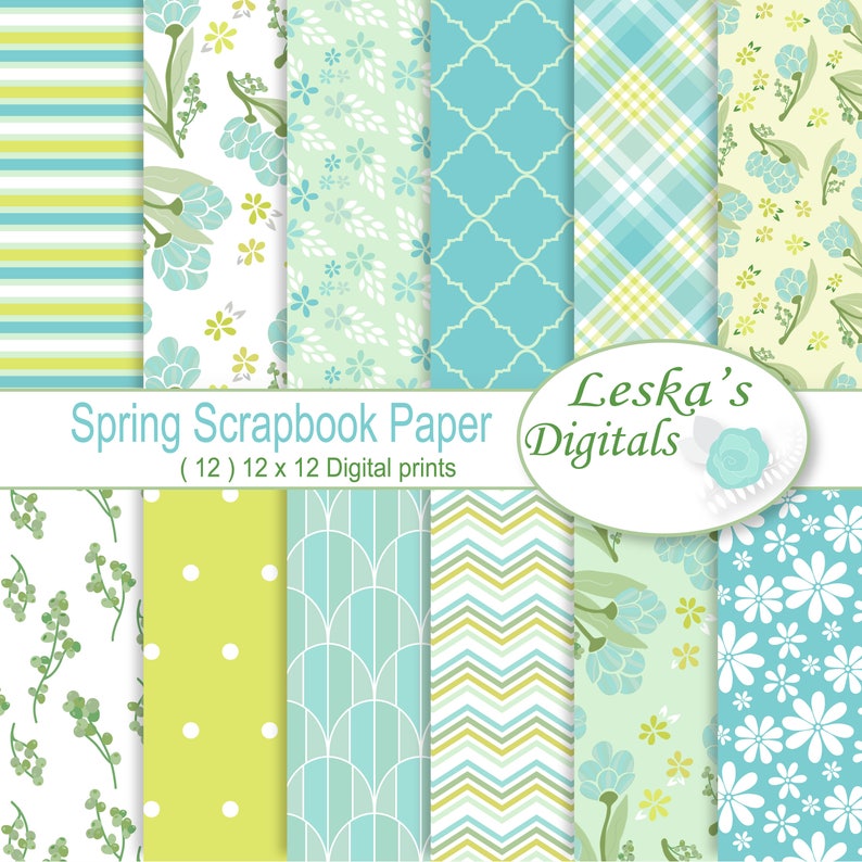 Spring Floral Digital Paper, Spring Wedding Paper Pack, Floral ...