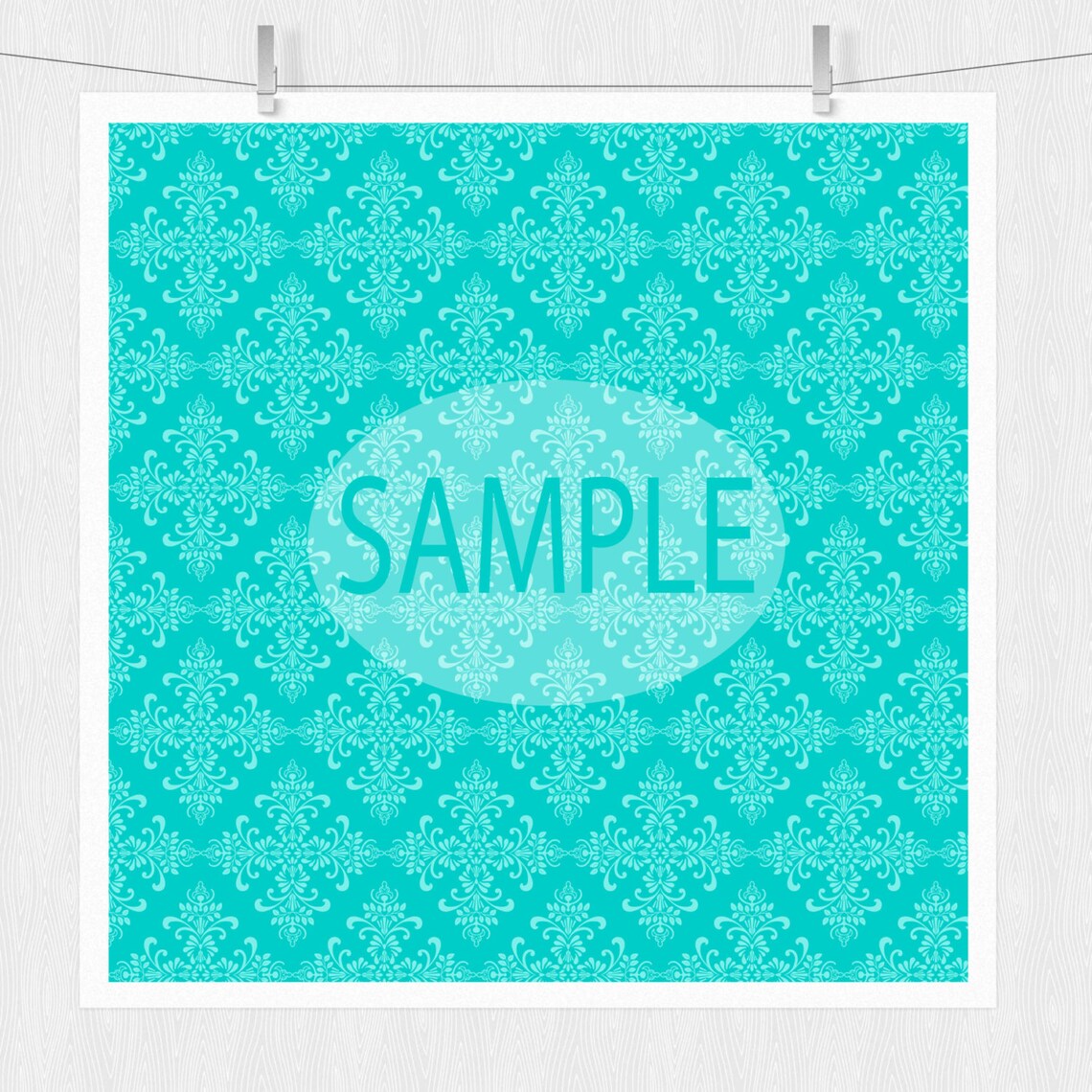 Aqua Blue Damask Digital Paper aqua BLUE Digital | Etsy