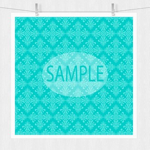 Aqua Blue Damask Digital Paper "aqua BLUE Digital" Damask Scrapbook ...