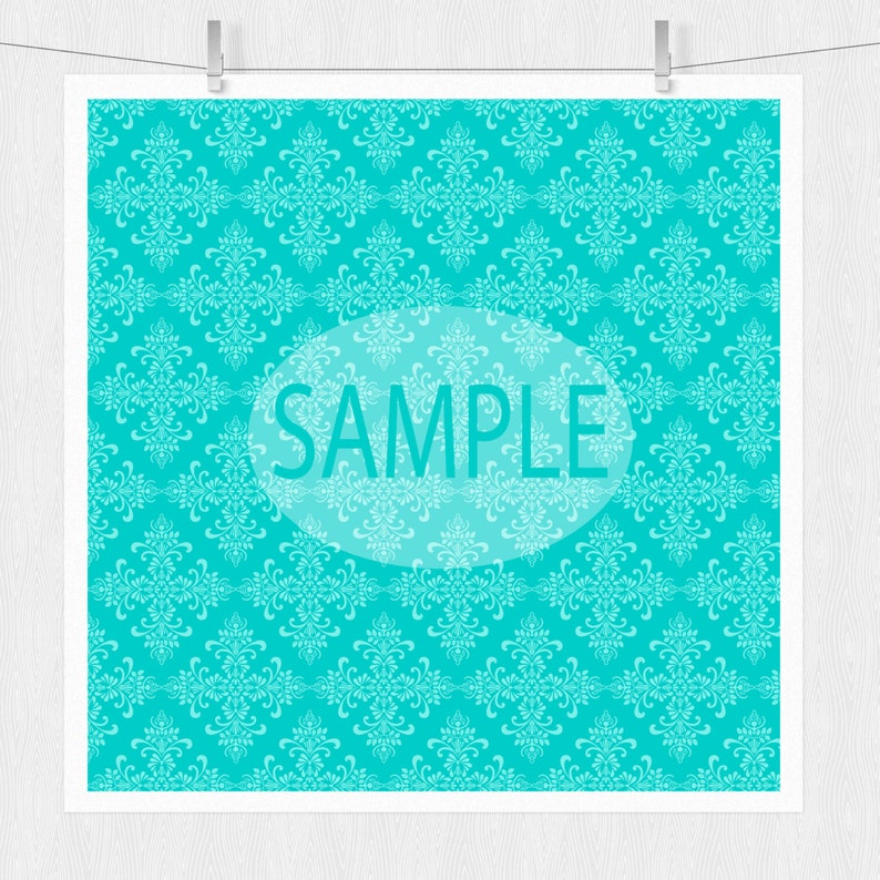 Aqua Blue Damask Digital Paper aqua BLUE Digital | Etsy
