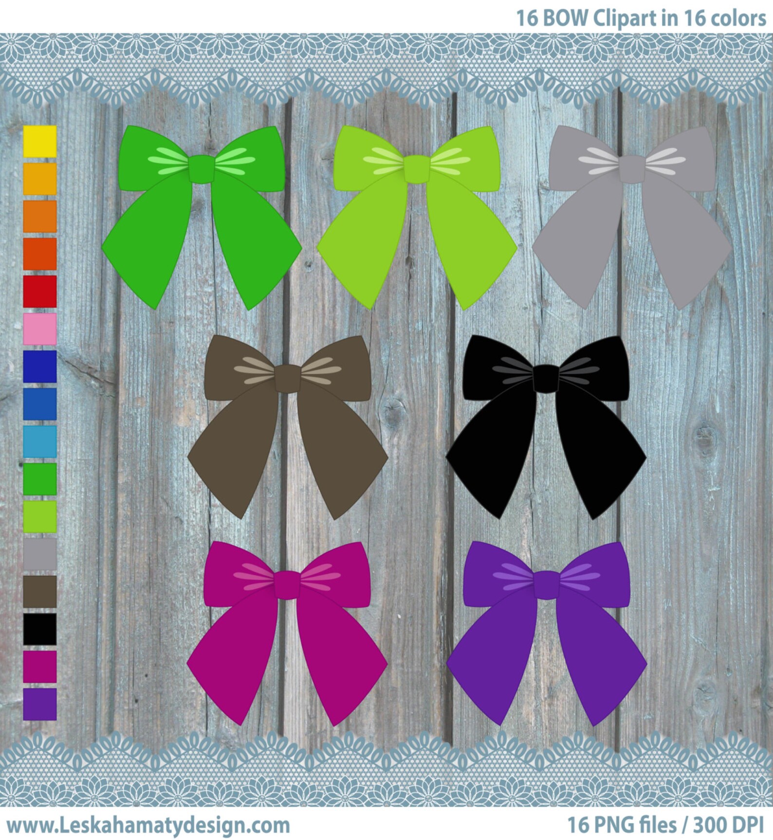 Digital Bows Clipart Bow Clip Art Digital Ribbon Graphics - Etsy