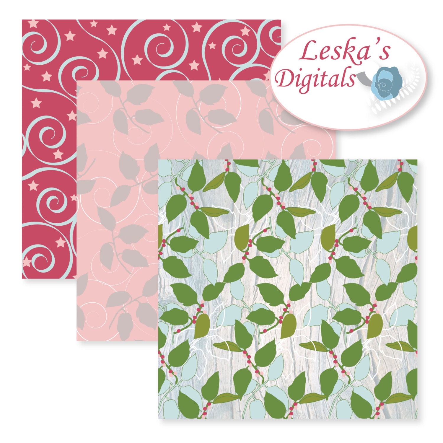 Rustic Christmas Digital Paper Rustic Xmas Scrapbook Paper | Etsy