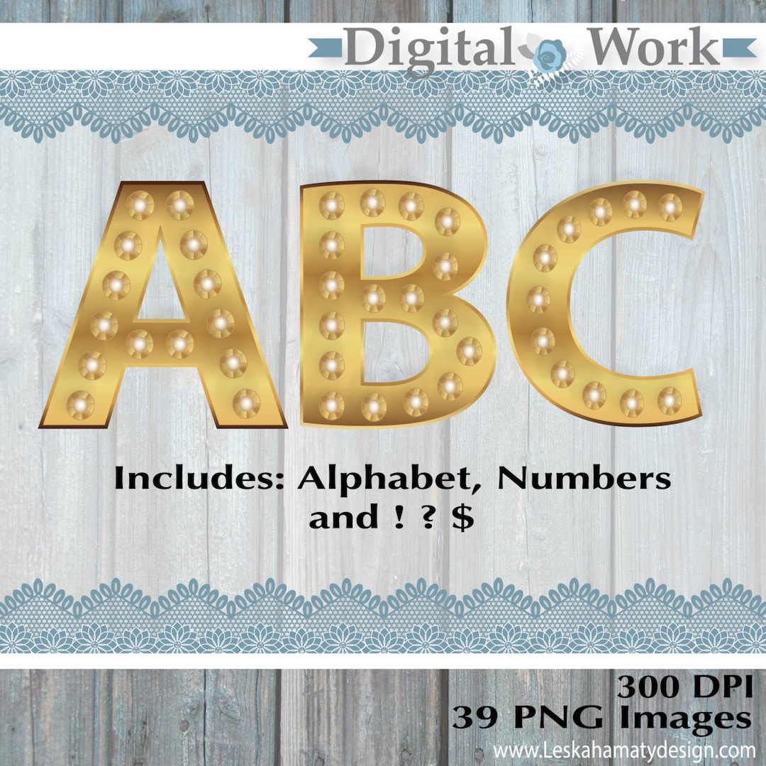 Digital Alphabet, Gold Marquee Digital Alphabet "gold" Digital Numbers ...