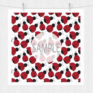 Ladybug Digital Papers, Scrapbook Paper for Commercial Use, Red White ...