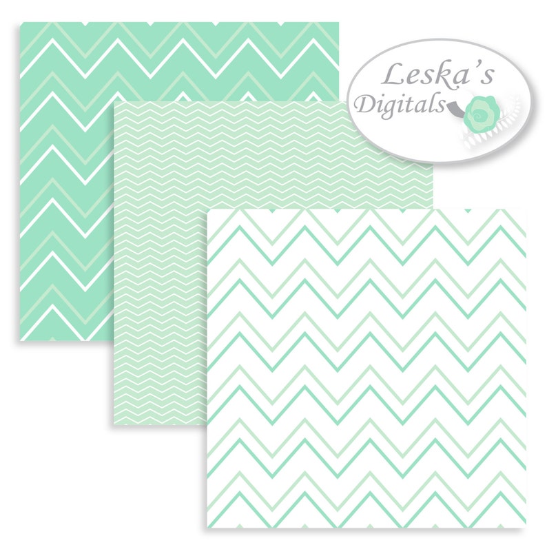 Mint Digital Paper Mint green chevron digital paper mint | Etsy