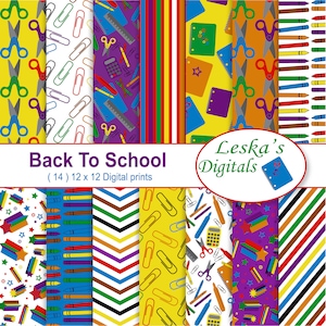 Back to School Digital Paper, Teacher Backgrounds, School Backgrounds ...
