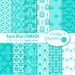 Aqua Blue Damask Digital Paper aqua BLUE Digital - Etsy