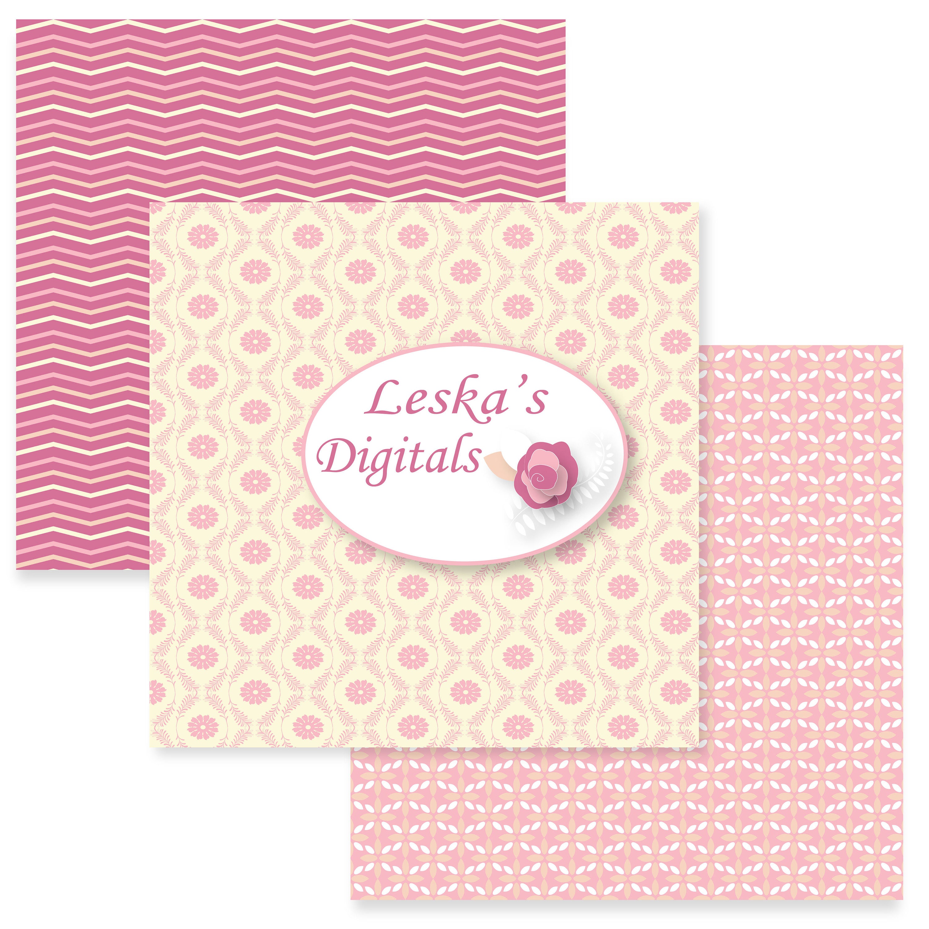 Pink and Yellow Digital Paper Scrapbooking Paper Pink and - Etsy