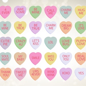Valentines Day Clipart, Candy Hearts Clipart "digital CANDY Hearts ...