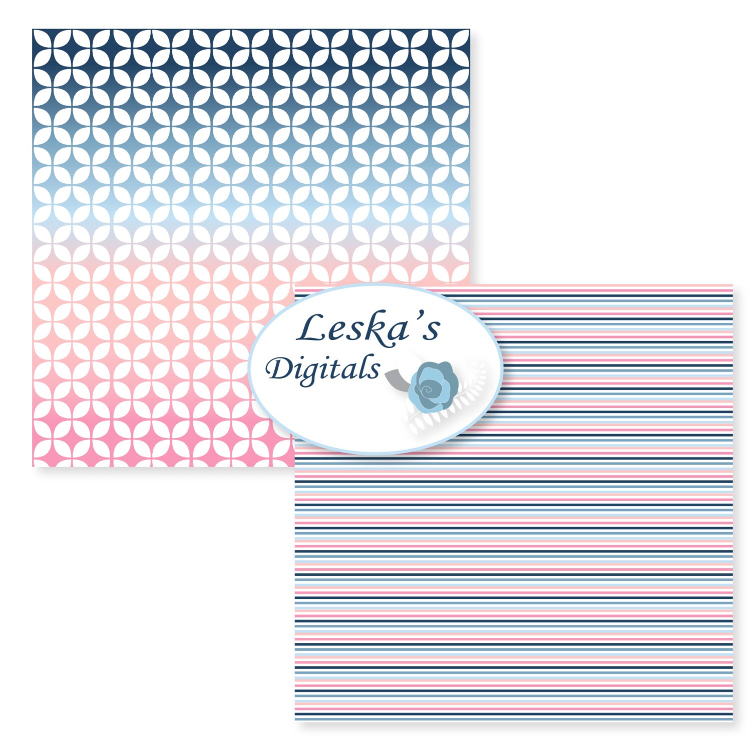 Digital Paper Pack Set Colorful Chevron Polkadots Quatrefoil Stripes ...