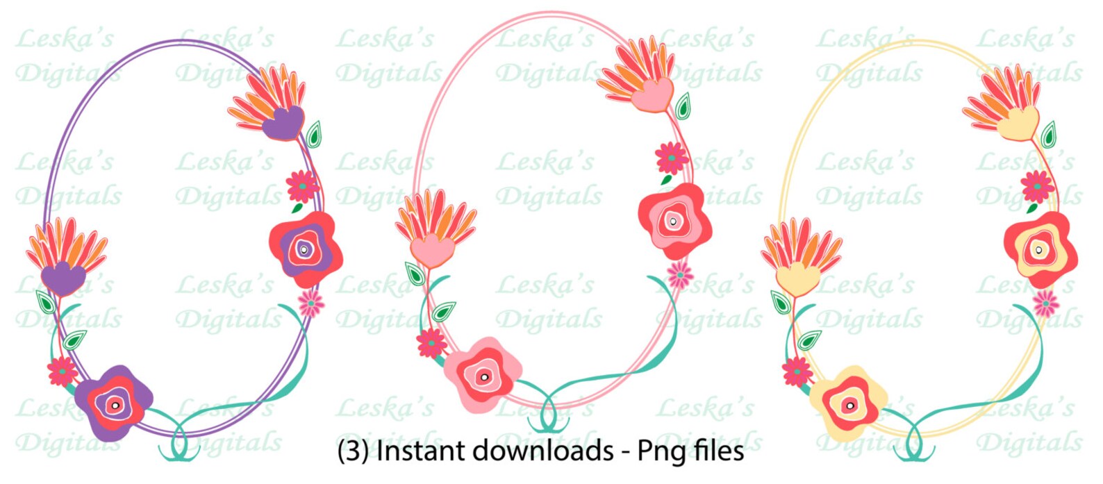 Instant Download Floral Digital Frame Clipart Clip Art | Etsy