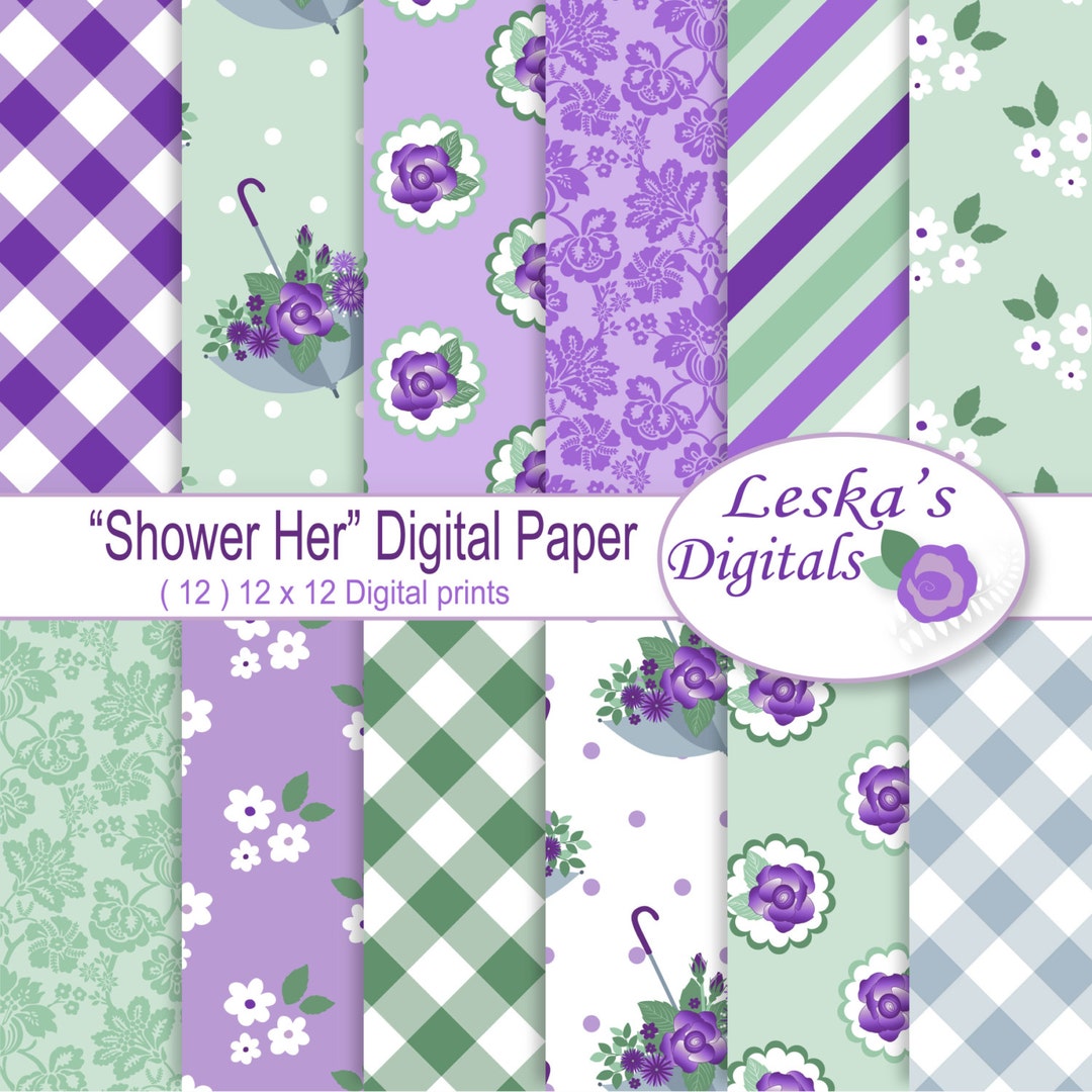 Digital Scrapbooking Paper: "purple DIGITAL Paper" Bridal Shower & Baby ...